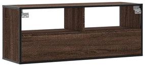 TV skříňka hnědý dub 100 x 31 x 39,5 cm kompozitní dřevo a kov