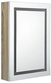 LED koupelnová skřínka se zrcadlem II - 50x13x70 cm | bílá a dub
