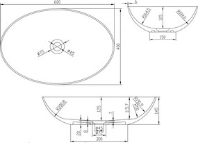 Sapho Thin WN893 umyvadlo 60 x 40 x 14,5 cm bílá mat