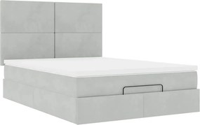 Osmanský rám postele s matracemi světle šedá 140x200cm samet 3313403