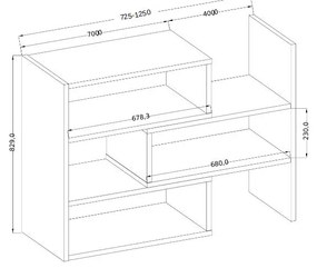 ADRK Designový regál na knihy s nastavitelnou šířkou KARI A 72-125, dub artisan