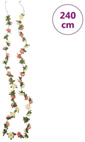Umělé květinové girlandy 6 ks růžové a champagne 240 cm - Default Title