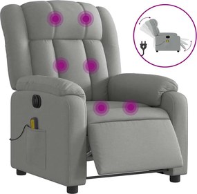 Elektrické masážní polohovací křeslo světle šedé textil 3205304