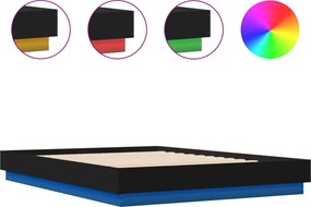 Rám postele s LED bez matrace černý 150x200 cm 3209787