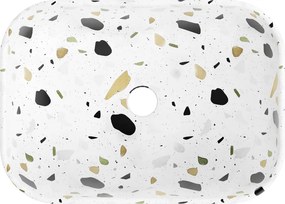 Mexen Rita, umyvadlo na desku 455x325x135 mm, bílá-vzor terazzo, 21084587