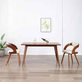 Jídelní židle 2 ks krémové ohýbané dřevo a umělá kůže 283102