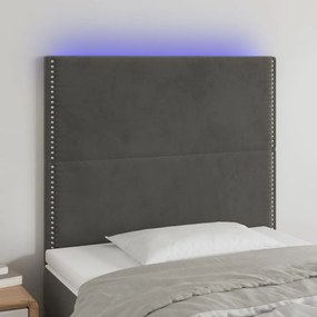 Čelo postele s LED tmavě šedé 100x5x118/128 cm samet 3122327