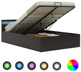 vidaXL Rám postele LED s úložným prostorem šedý umělá kůže 120x200 cm