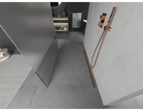 Mexen Kioto, průchozí sprchová zástěna 100 x 200 cm, 8mm čiré sklo/námraza, 2x růžové zlato stabilizační rozpěra, 800-100-002-60-35