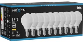 Mexen Nova 10x Žárovka LED E14, G45, 1W, Teplá - 3000K, 105 lm - L101-E14-0130-01x10