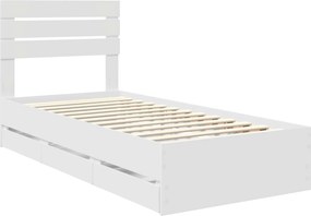 Rám postele se zásuvkou Bílá 75 x 190 cm Inženýrské dřevo 3411539