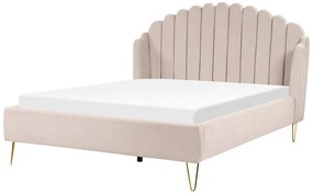 Čalouněná postel 160 x 200 cm béžová AMBILLOU Beliani