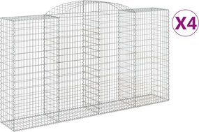 Klenuté gabionové koše 4 ks 300x50x160/180cm pozinkované železo 3146757