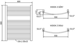 Mexen Helios, topné těleso 800x600 mm, 355 W, zlatá lesklá, W103-0800-600-00-50