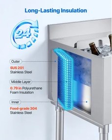Komerční chladicí nádoba na led, Maximální kapacita 46,7 l VEVOR