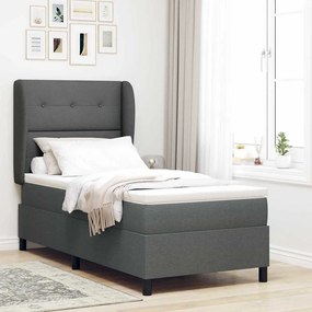 Postel s boxspringem s čelo Tmavě šedá 90 x 190 cm textil 3340537