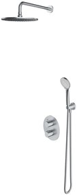 OMNIRES Y - Sprchový set s termostatem pod omítku, s tělesem, průměr 25 cm, 5 proudů, kartáčovaný nikl SYSYT05NI