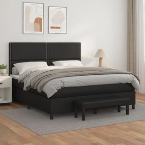Box spring postel s matrací černá 180x200 cm umělá kůže 3137617