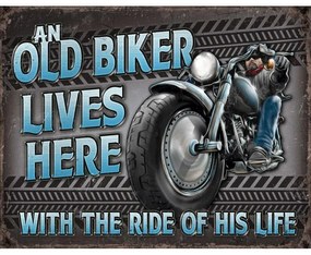 Plechová cedule Old Biker - Ride 40 cm x 32 cm