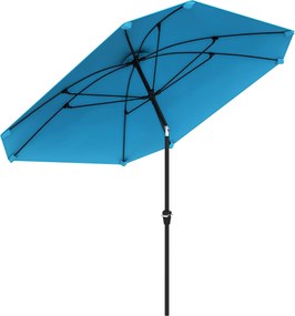 Zahradní slunečník Outsunny 233x233 cm s nastavitelným sklonem, vodotěsným hliníkovým sloupem, sklolaminátovými žebry a kličkou pro terasu | Aosom