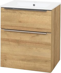 Mereo, Mereo Mailo, koupelnová skříňka s keramickým umyvadlem 61 cm, dub Riviera, elox AL madlo, MER-CN520A