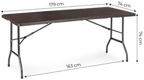 Cateringový skládací stůl 180 cm - tmavě hnědý