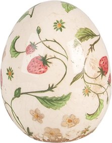 Keramické dekorační vajíčko s jahůdkami Wild Strawberries M - Ø 10*12 cm