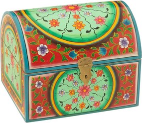 Dřevěná barevná truhla Mumbai mango wood - 28*23*23 cm