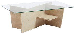 Skleněný konferenční stolek Kave Home Balwind s dubovou podnoží 110 x 60 cm