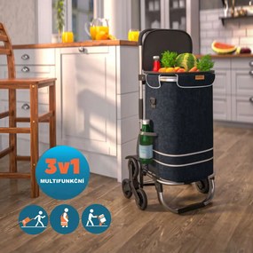 Nákupní taška na kolečkách do schodů COMFORT, 50l, černá Jurhan