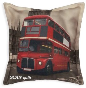SCANquilt povlak ART london bus béžovošedočervená 45 x 45 cm