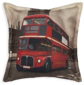 SCANquilt povlak ART london bus béžovošedočervená 45 x 45 cm