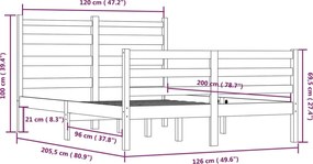 vidaXL Rám postele masivní borovice 120 x 200 cm [3103710] Barva: Přírodní