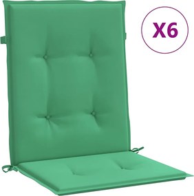 Podušky na židli nízké opěradlo 6 ks zelené 100x50x3 cm oxford 314136