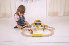 Bigjigs Rail Dřevěná vláčkodráha Safari / 38 dílů / od 3 let