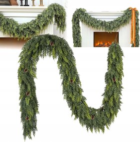 Vánoční Umělá Girlanda 1.8 M, 7 Simulovaných Borovicových Šišek