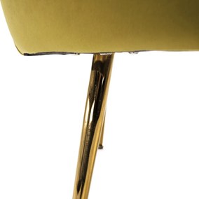 Křeslo ve stylu Art-deco, hořčicová Velvet látka/gold chrom-zlatý, NOBLIN