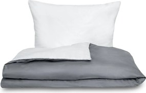 Saténové povlečení LUXURY COLLECTION tmavě šedé/bílé - 1x 240/200, 2x 70/90cm