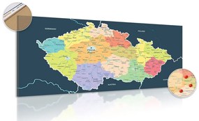 Obraz na korku mapa Česka s tmavým pozadím