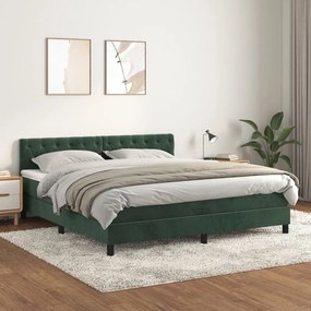 Box spring postel s matrací tmavě zelená 160x200 cm samet