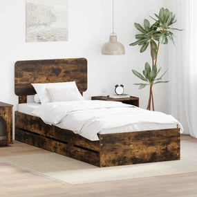 Rám postele se zásuvkou Uzený Dub 90 x 190 cm Dřevěný materiál 3412231