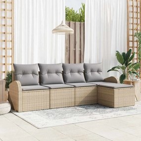 Set pohovek 5 ks Béžová a Světle šedá polyratan 3354669