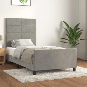 Rám postele bez matrace světle šedá 100 x 200 cm samet 3125739