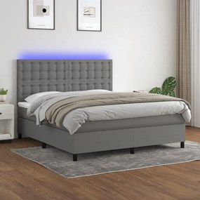 Box spring postel s matrací a LED tmavě šedá 180x200 cm textil,  3135214 HangarStore.cz