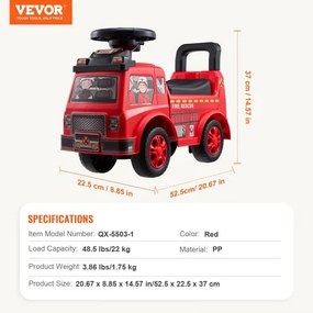 Ride On Automobil Chlapecký Dívčí kočárek pro batolata 1-3 roky červený
