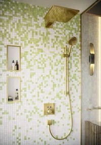 Hansgrohe FixFit, nástěnné kolínko Square se zpětným ventilem, leštěný vzhled zlata, HAN-26455990