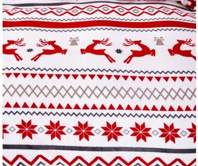 Povlečení mikroplyš RETRO CHRISTMAS bílé + prostěradlo mikroplyš SOFT 90x200 cm bílé