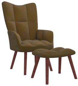vidaXL Relaxační křeslo se stoličkou hnědé samet