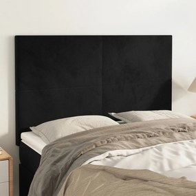 Čelo postele černé 144x5x118/128 cm sametové 3116102