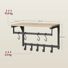 Nástěnný věšák s poličkou OSKAR LCR103B11 černý / hnědý